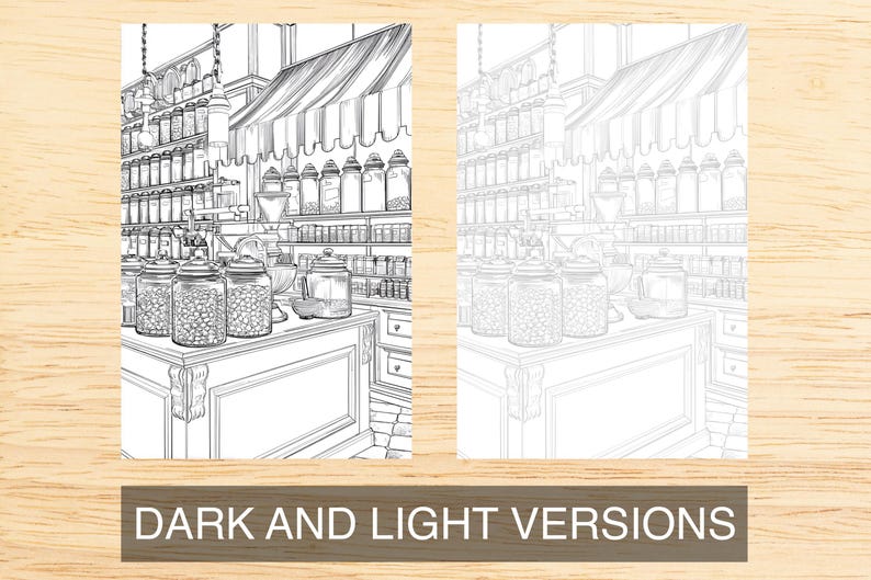 Vintage Candy Shop Coloring Pages | 100-page Retro Interiors (digital ...