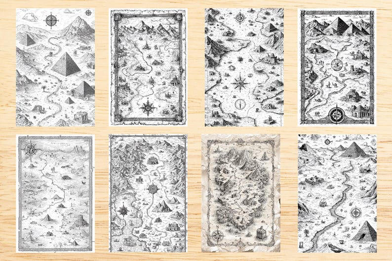 Fantasy Treasure Map Coloring Page | Detailed Adventure Art (digital ...
