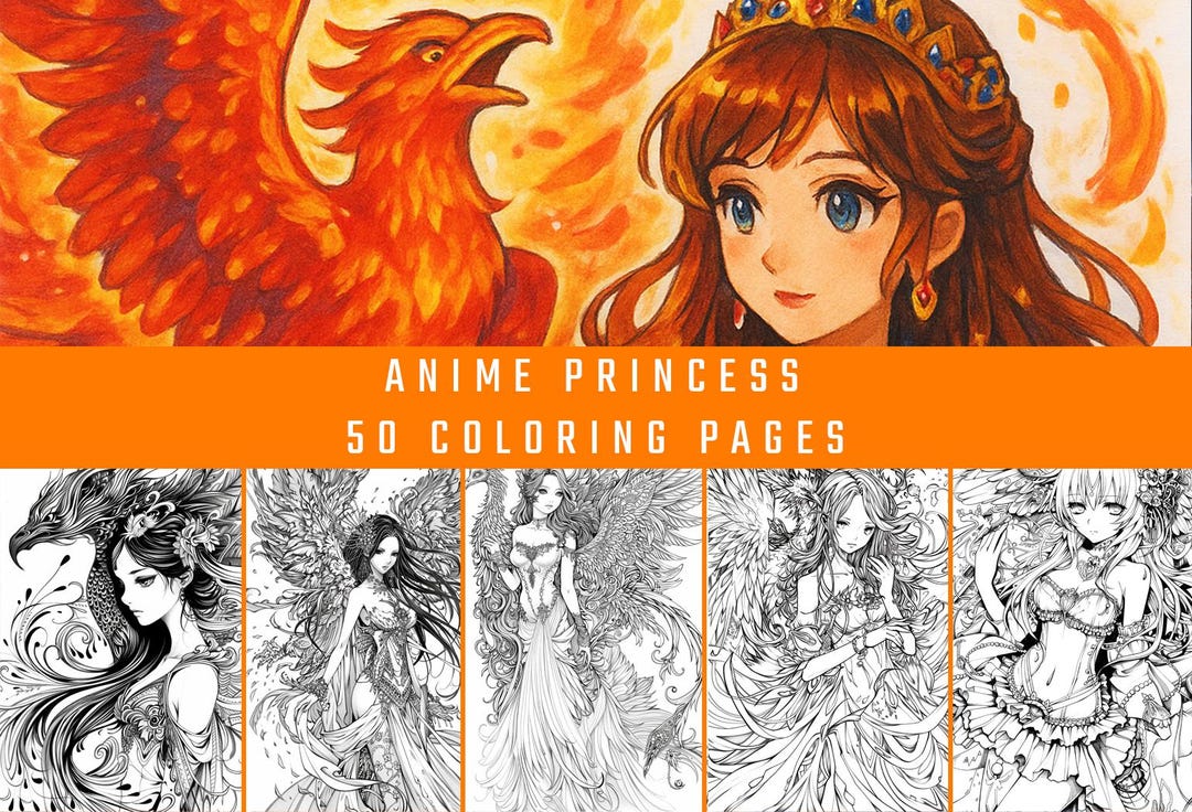 Anime Phoenix Princess Coloring Pages – 50 Fantasy Art Designs (digital ...