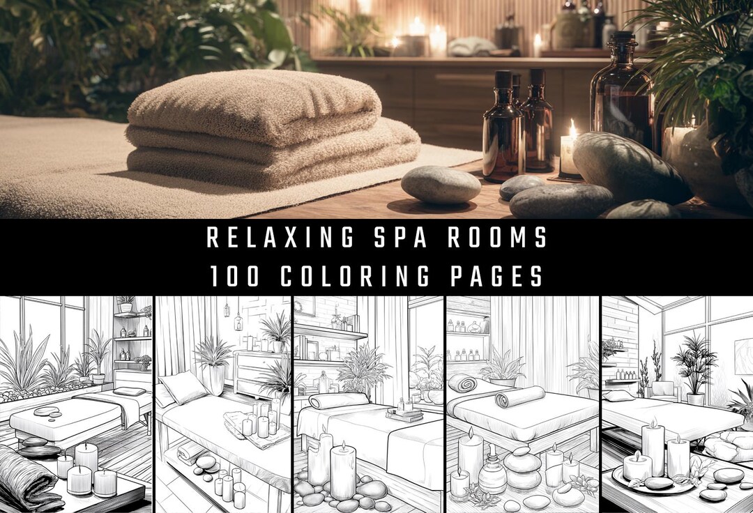 Spa Coloring Pages | 100 Relaxation Room Designs (digital Download) - Etsy