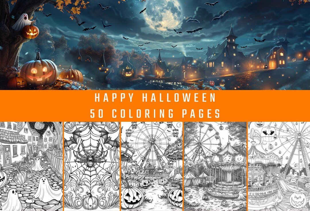 Haunted Halloween Coloring Pages – 50 Spooky Gothic Designs (digital ...