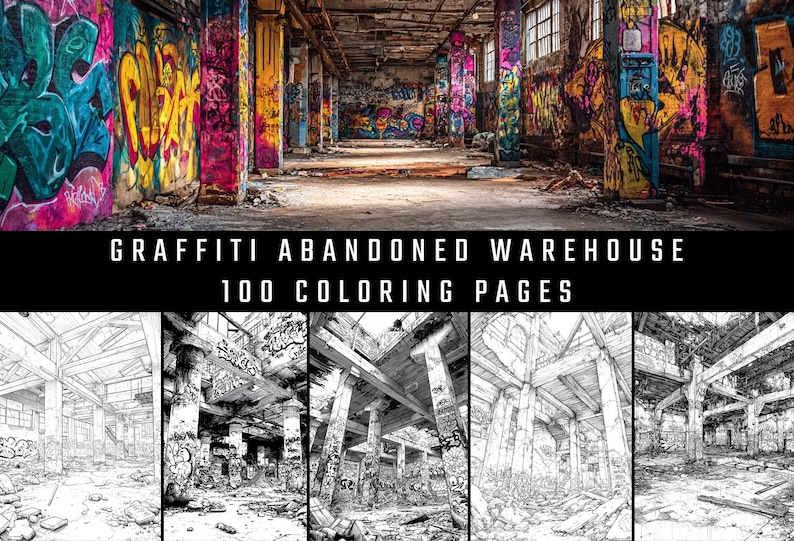 Graffiti Warehouse Coloring Book | 100 Urban Street Art Pages (digital ...