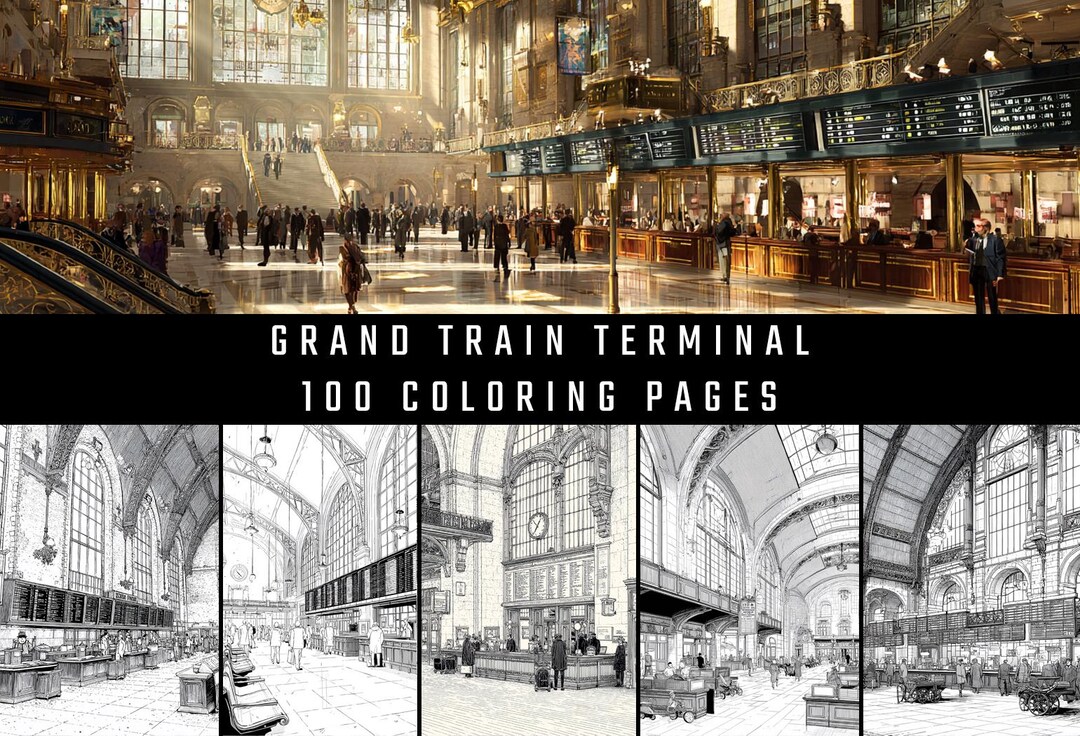 Grand Terminal Coloring Page Collection | Historic Train Station ...