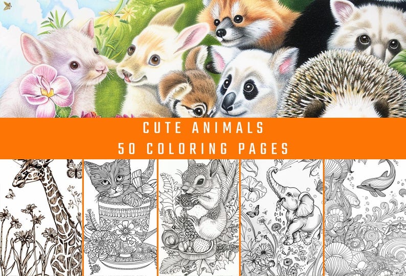Baby Animals Coloring Pages | 50 Relaxing Designs (digital Download) - Etsy