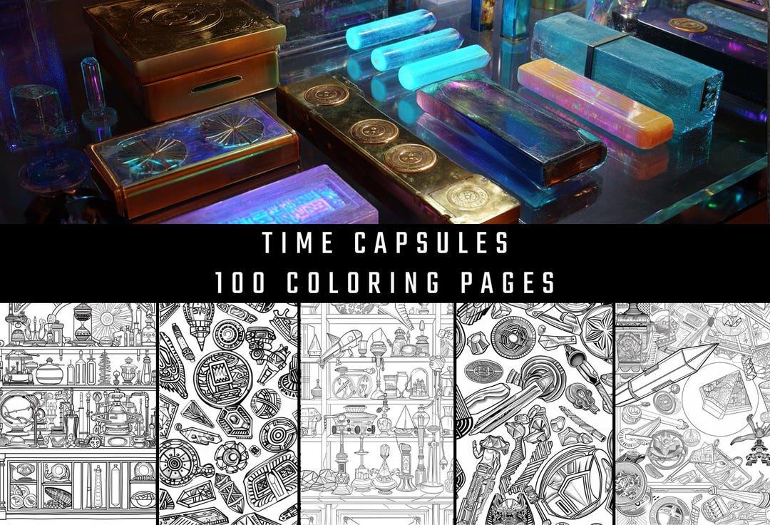 Sci-fi Artifacts Coloring Book | Future Relics, 100-page Set (digital ...