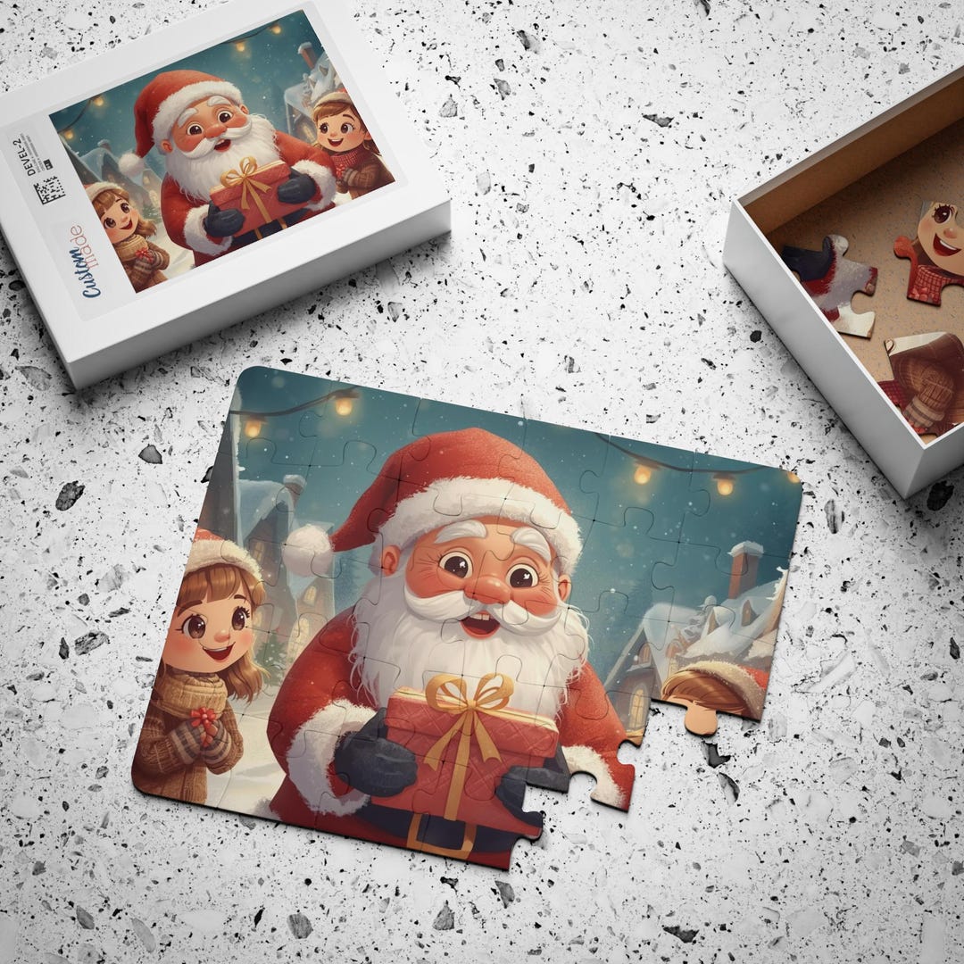 Santa Christmas Puzzle for Kids, Holiday Jigsaw With Santa and Gifts ...