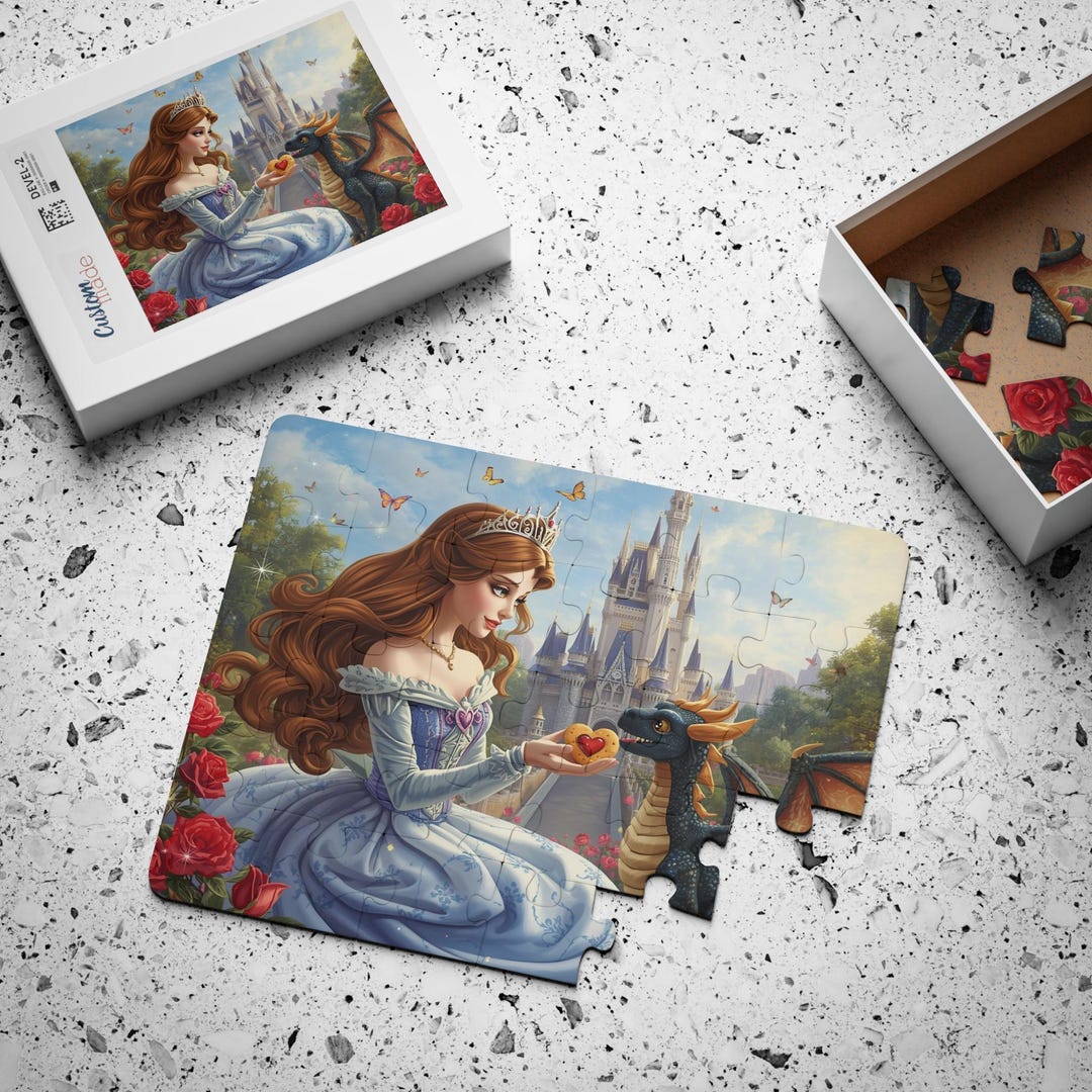 Fairytale Princess and Dragon Jigsaw Puzzle for Kids, Magical Castle ...