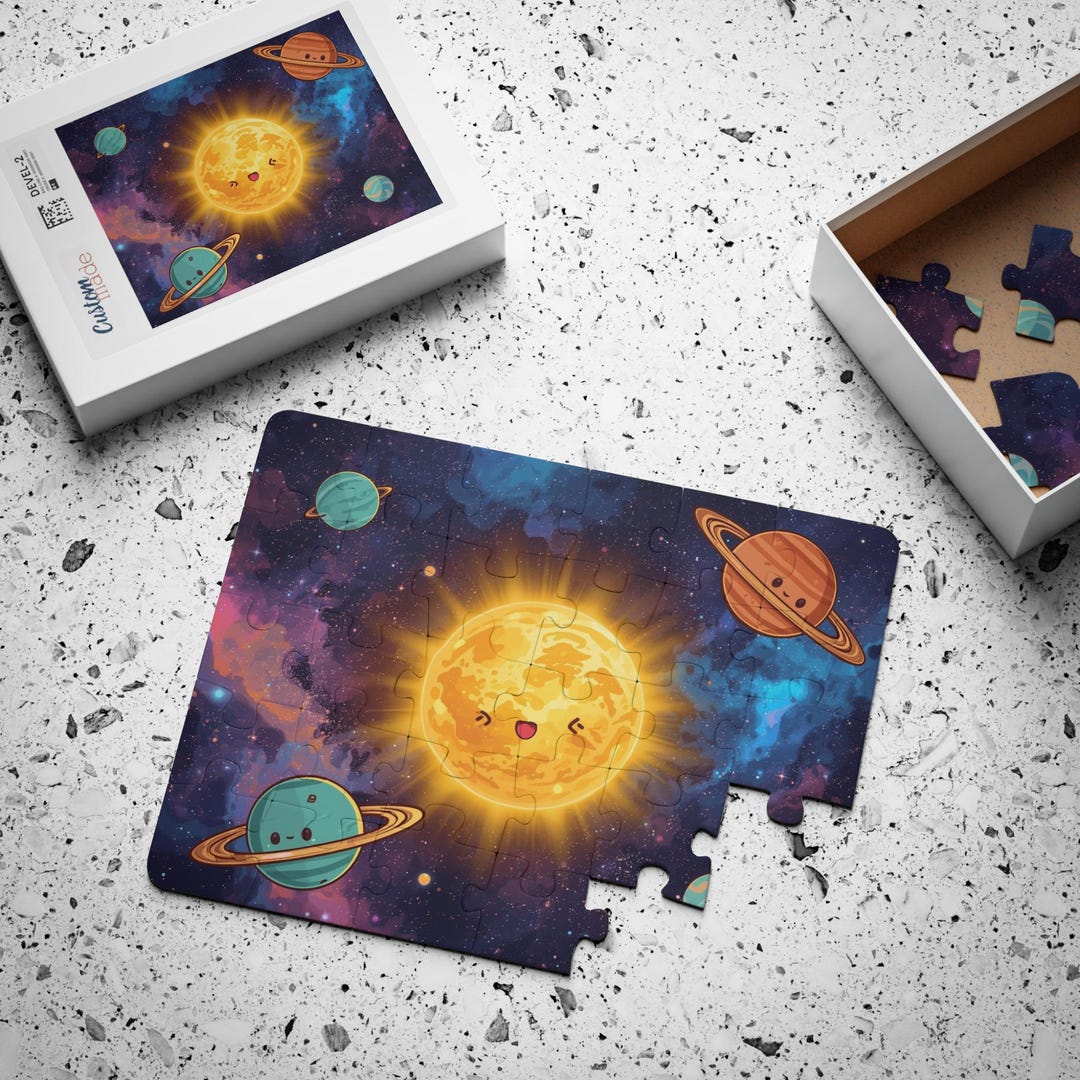 Cute Solar System Puzzle for Kids – Sun Planets Cartoon Jigsaw ...