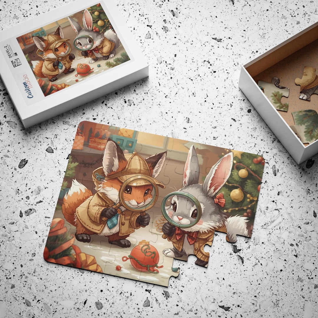 Detective Animals Puzzle for Kids – Fox & Bunny Christmas Mystery, Cute ...