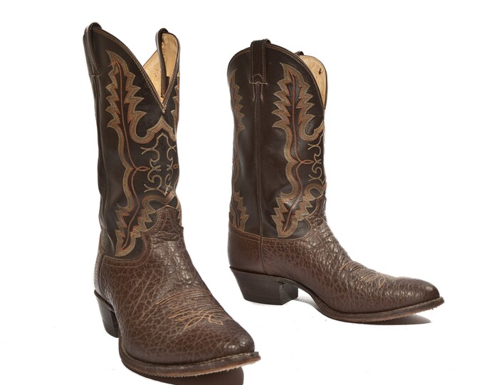 Men's Justin Cowboy Boots #2222 Coffee Bullhide Brown Leather Western ...