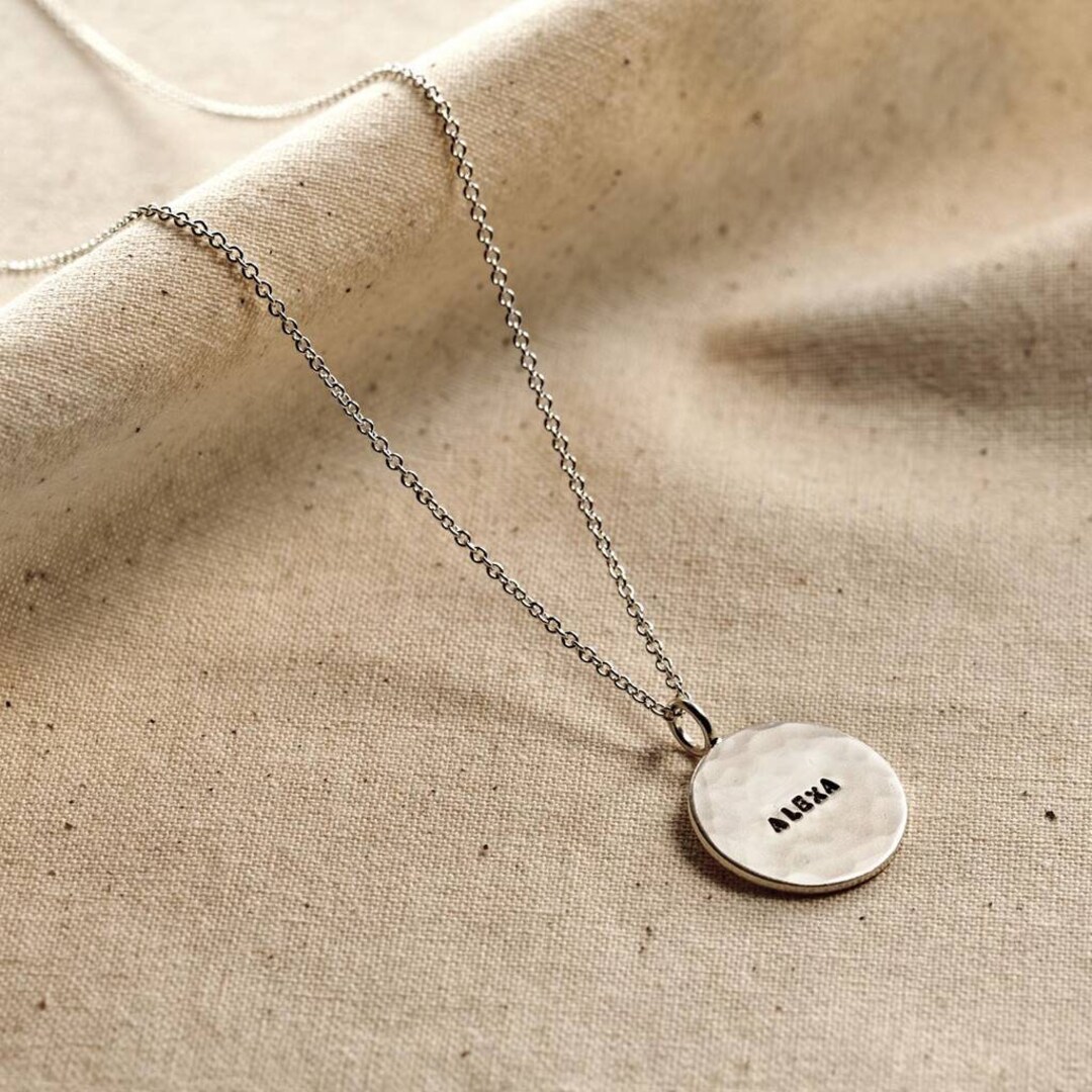 Personalised Hammered Disc Name Necklace | Birthday Gift | Handmade ...