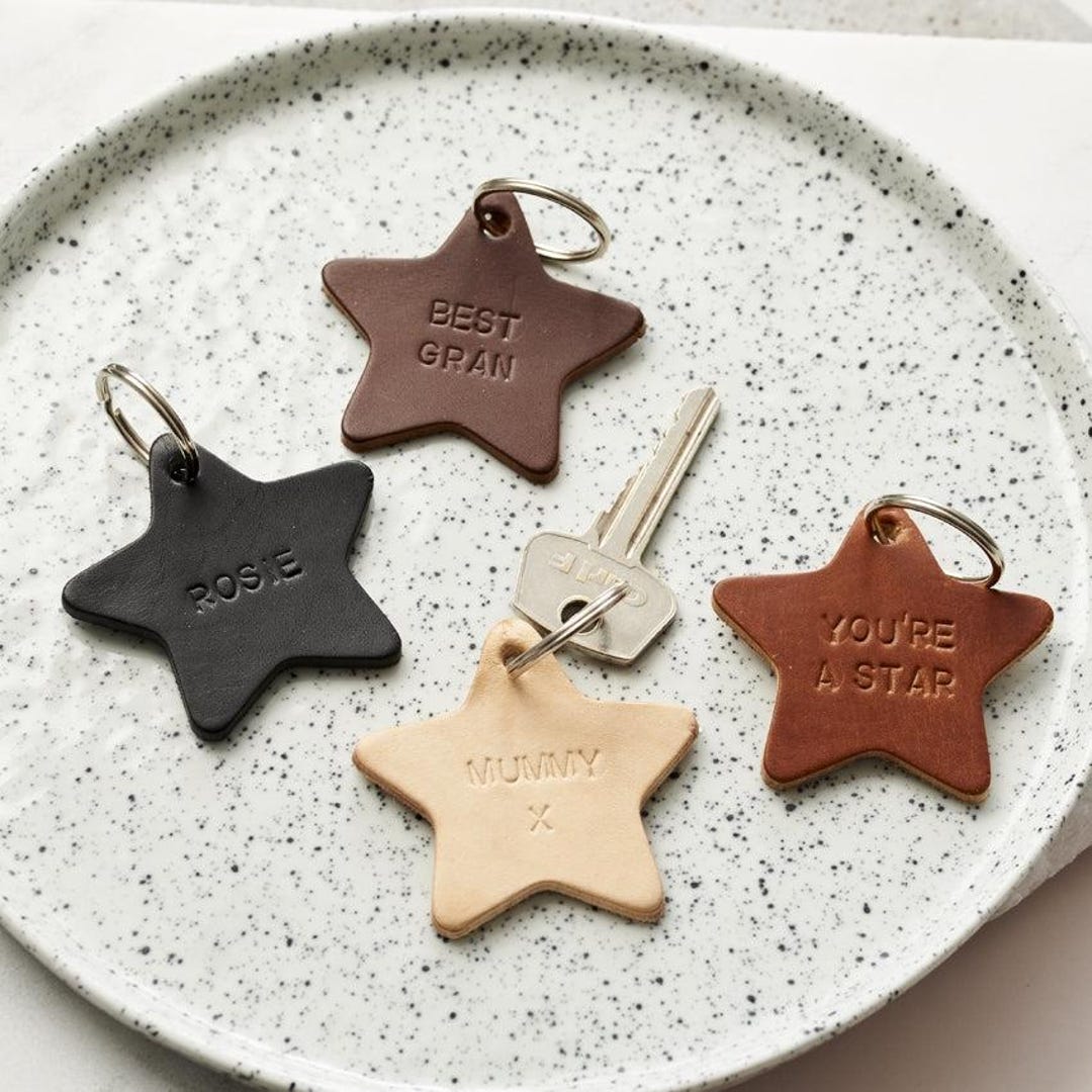 Personalized Leather Star Keyring: Handmade Birthday Gift - Etsy