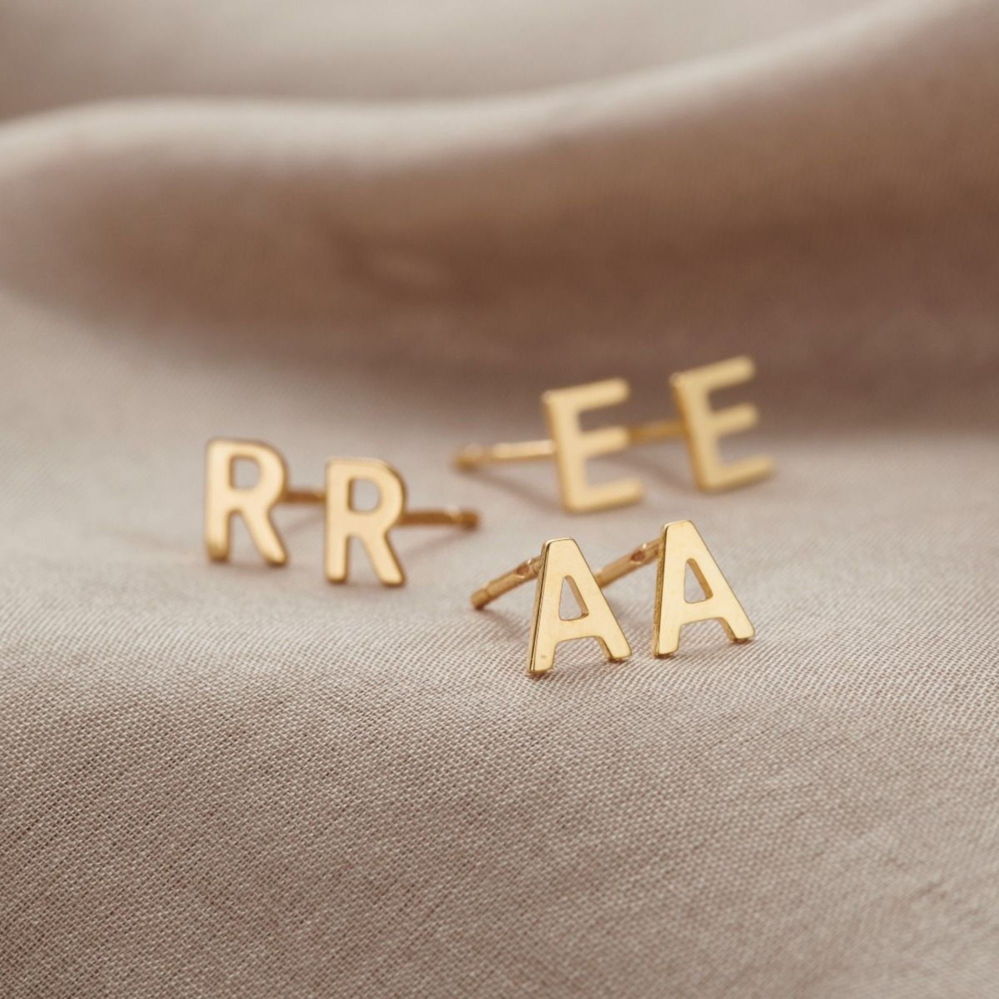 9ct gold initial earrings store
