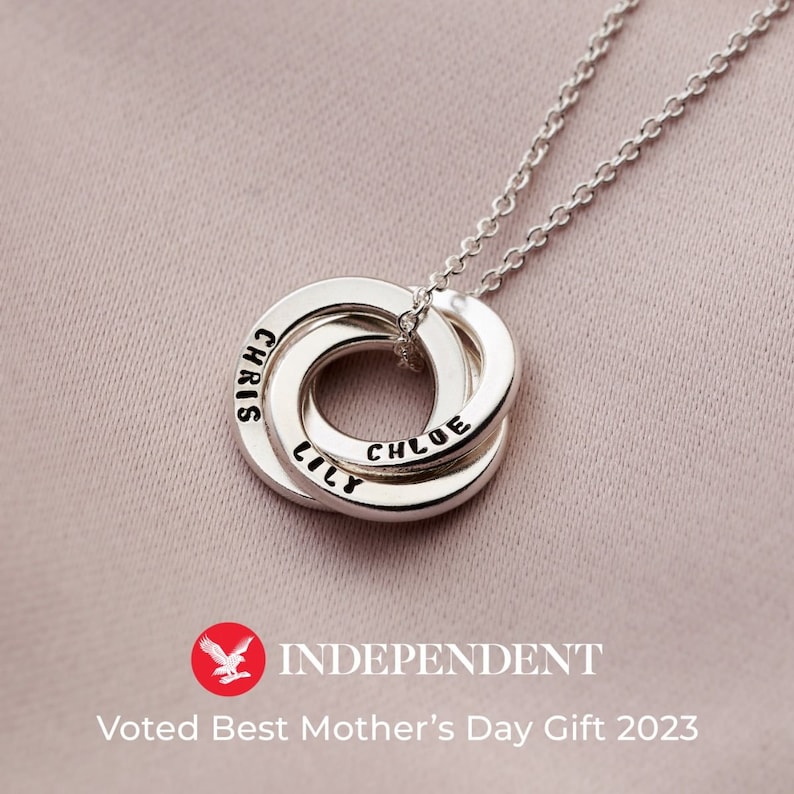 Personalised Sterling Silver Mini Russian Ring Necklace | Handmade ...