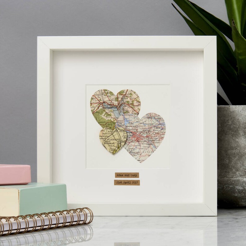 Personalised Multi Heart Map Picture | Etsy