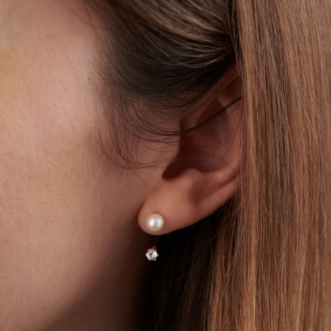 Pearl 9ct Gold Ear Jacket Earrings - Etsy