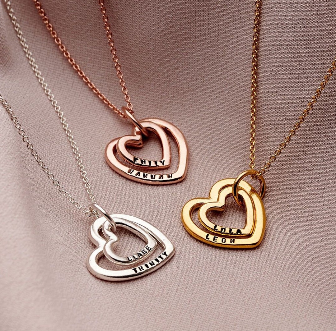 Personalized Sterling Silver Mummy & Baby Heart Necklace - Handmade ...