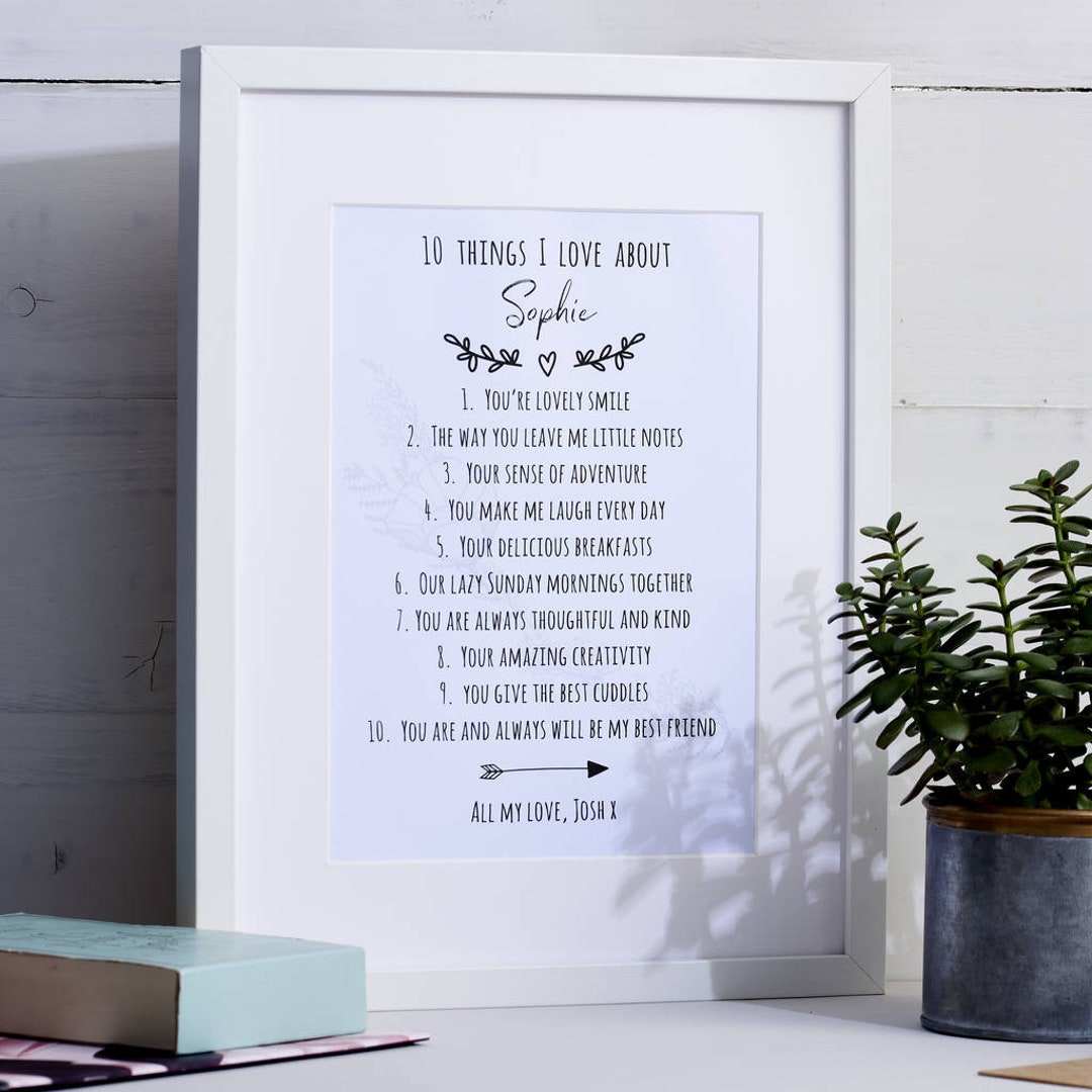 Personalized 'ten Things I Love About You' Print - Etsy