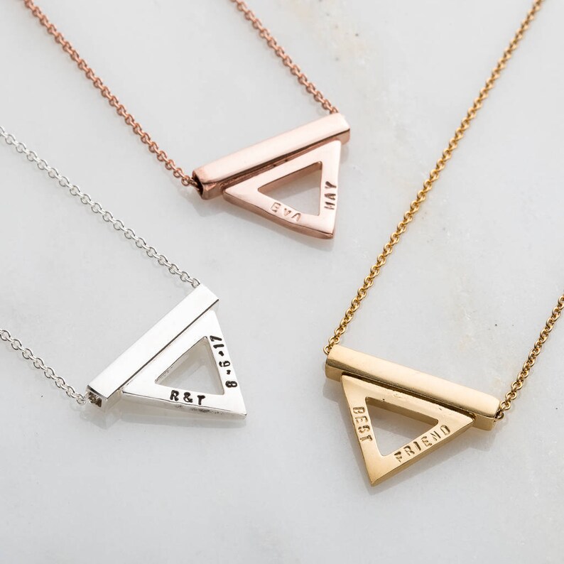 Personalised Triangle Bar Stack Necklace Birthday Gift - Etsy