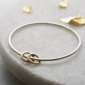 Personalised 9ct Gold & Silver Mini Circle Bangle Birthday Gift ...