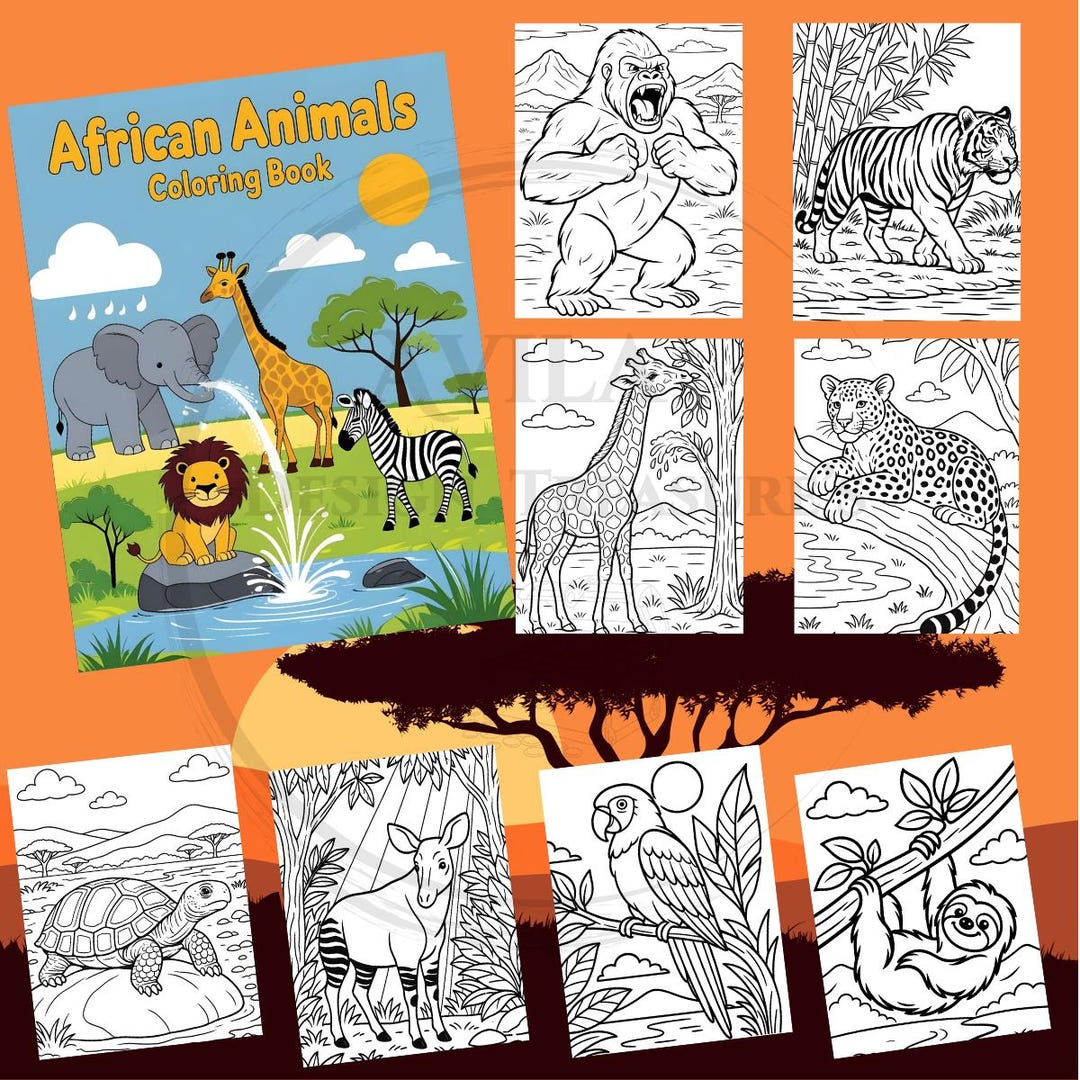 African Animals Coloring Book ( Digital Download) - Etsy
