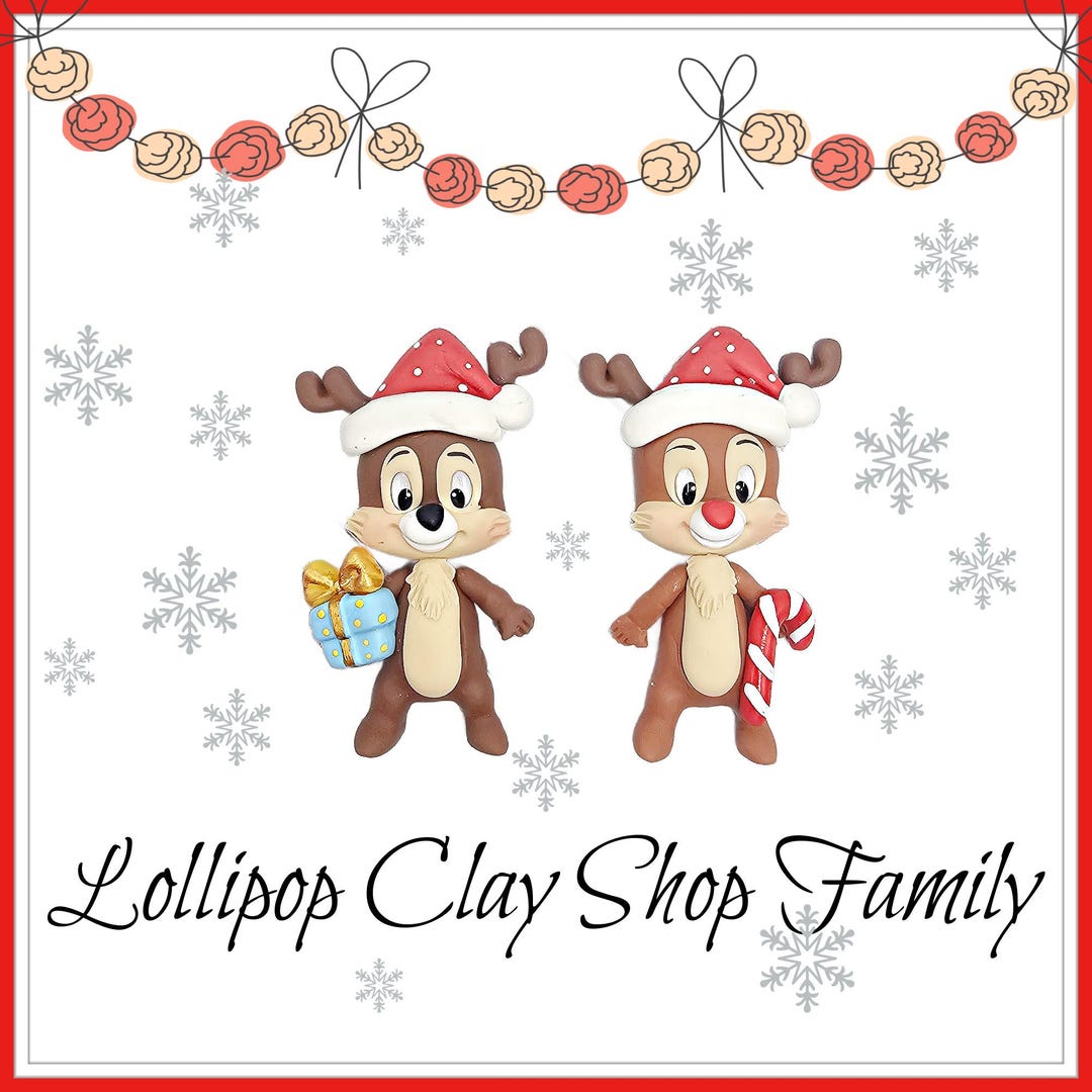 Christmas Chipmunk Clays for Bows-polymer Clay Bow Center Clay Doll ...