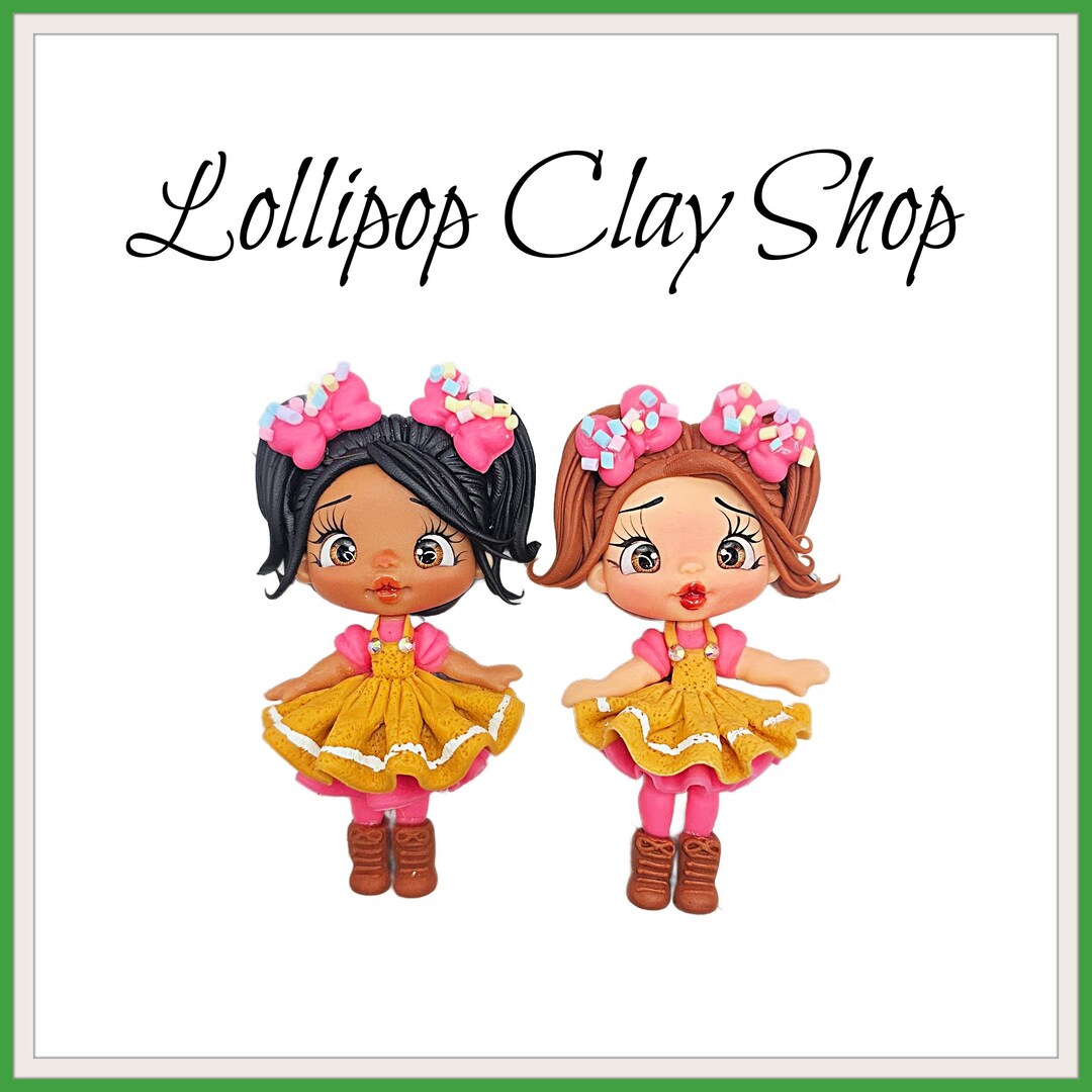 Christmas Girls for Bows-polymer Clay Bow Center Clay Doll, Clay Dolls ...
