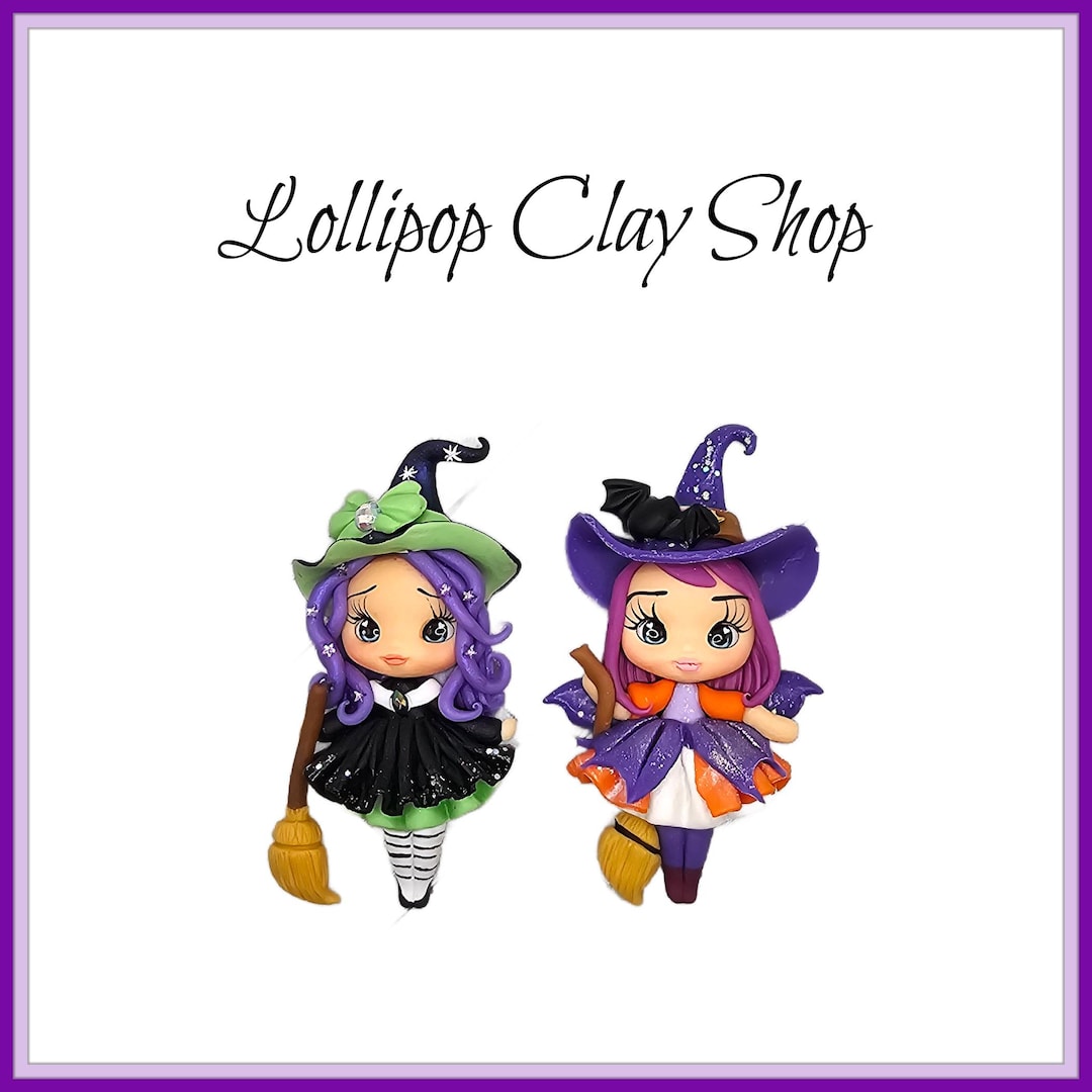 Witches Inspired for Bows-polymer Clay Bow Center Clay Doll, Clay Dolls ...