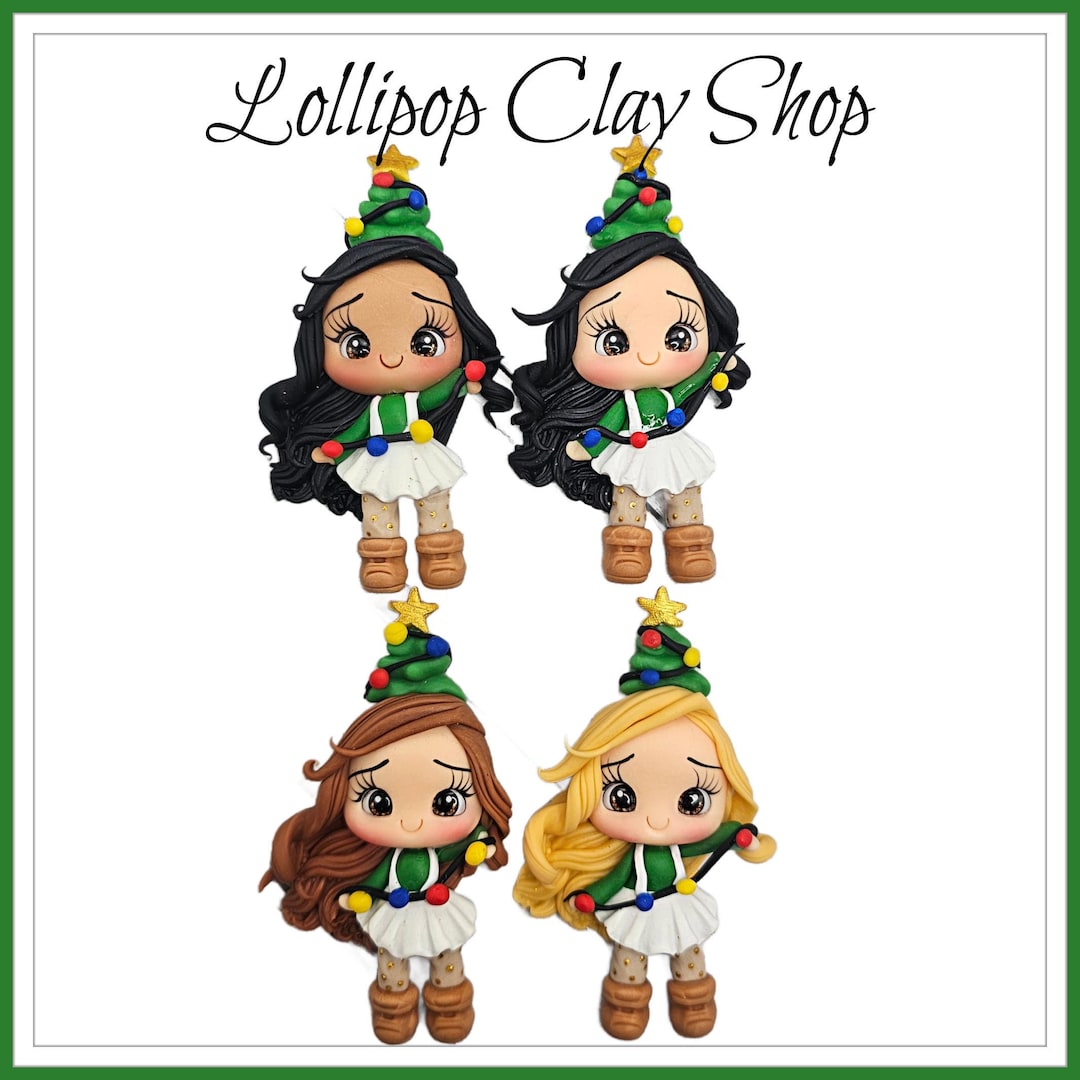 Christmas Girls for Bows-polymer Clay Bow Center Clay Doll, Clay Dolls ...