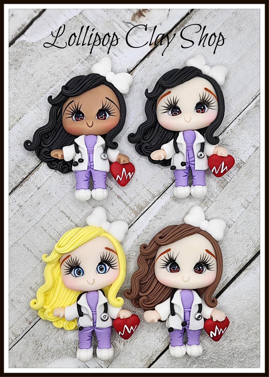 Nurse Clays, Doctor Clay Dolls for Bows-polymer Clay Bow Center Clay ...