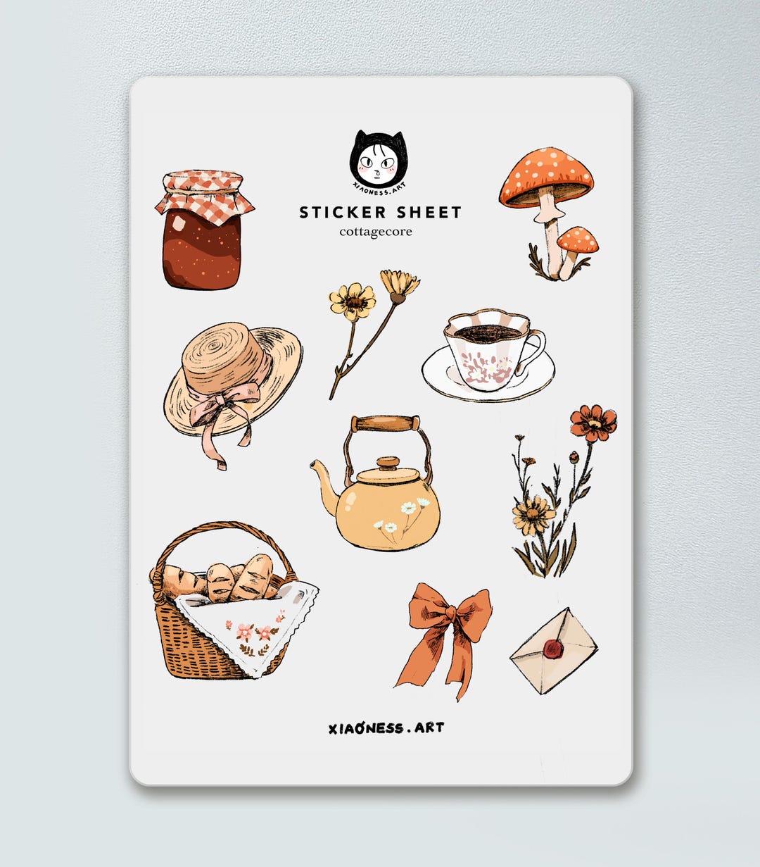 Cottagecore Sticker Sheet • Mushroom & Floral Stickers • Cozy Vintage ...