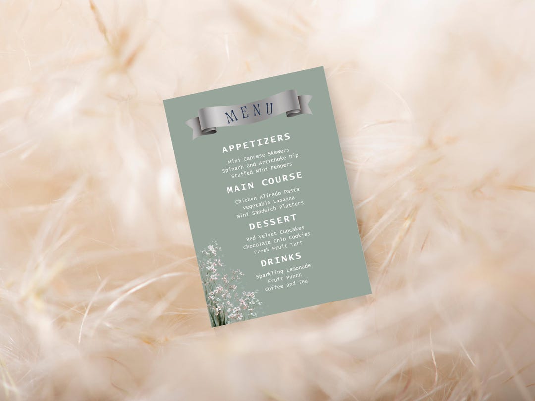 Baby in Bloom Menu Card Template: Floral Baby Shower A5 (editable Canva ...