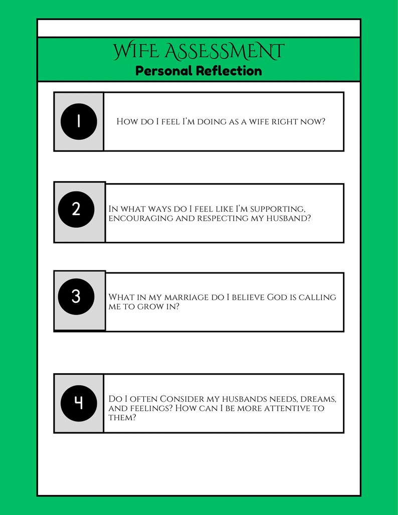 Wife Assessment Worksheet - Etsy