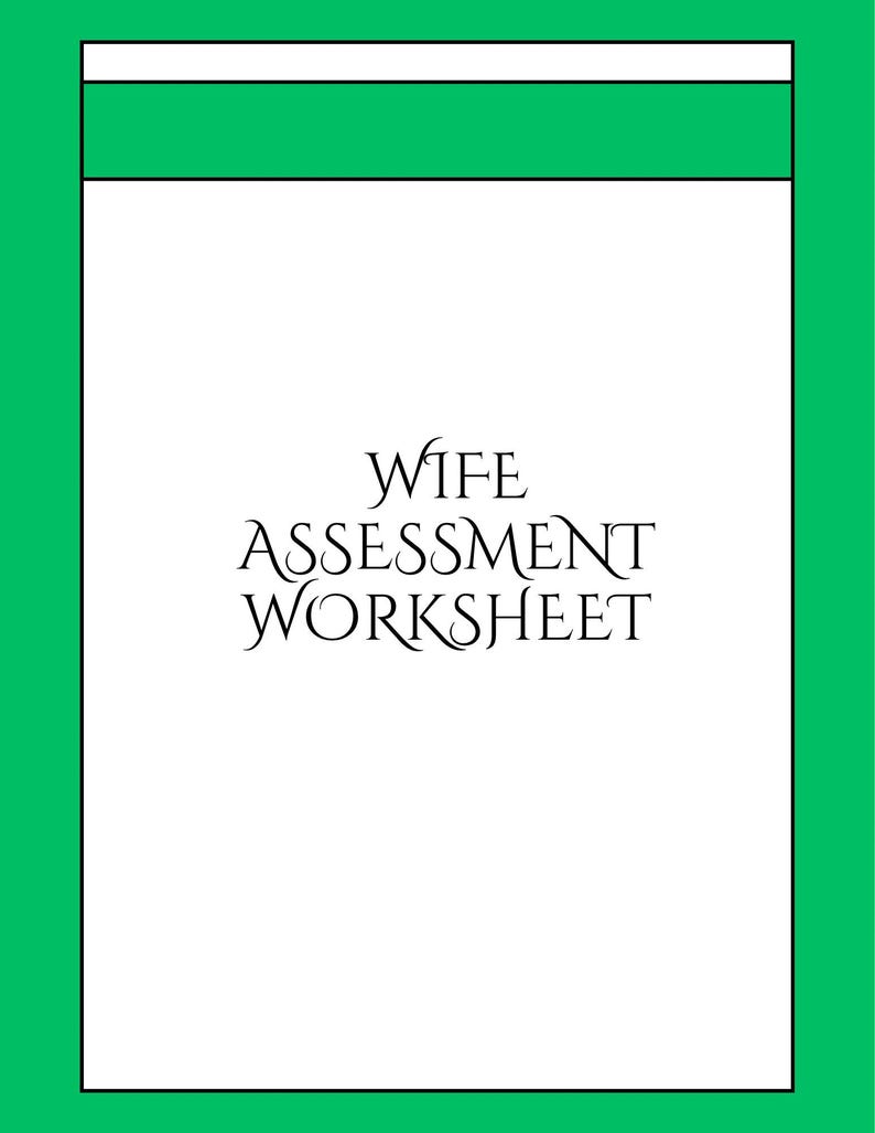 Wife Assessment Worksheet - Etsy