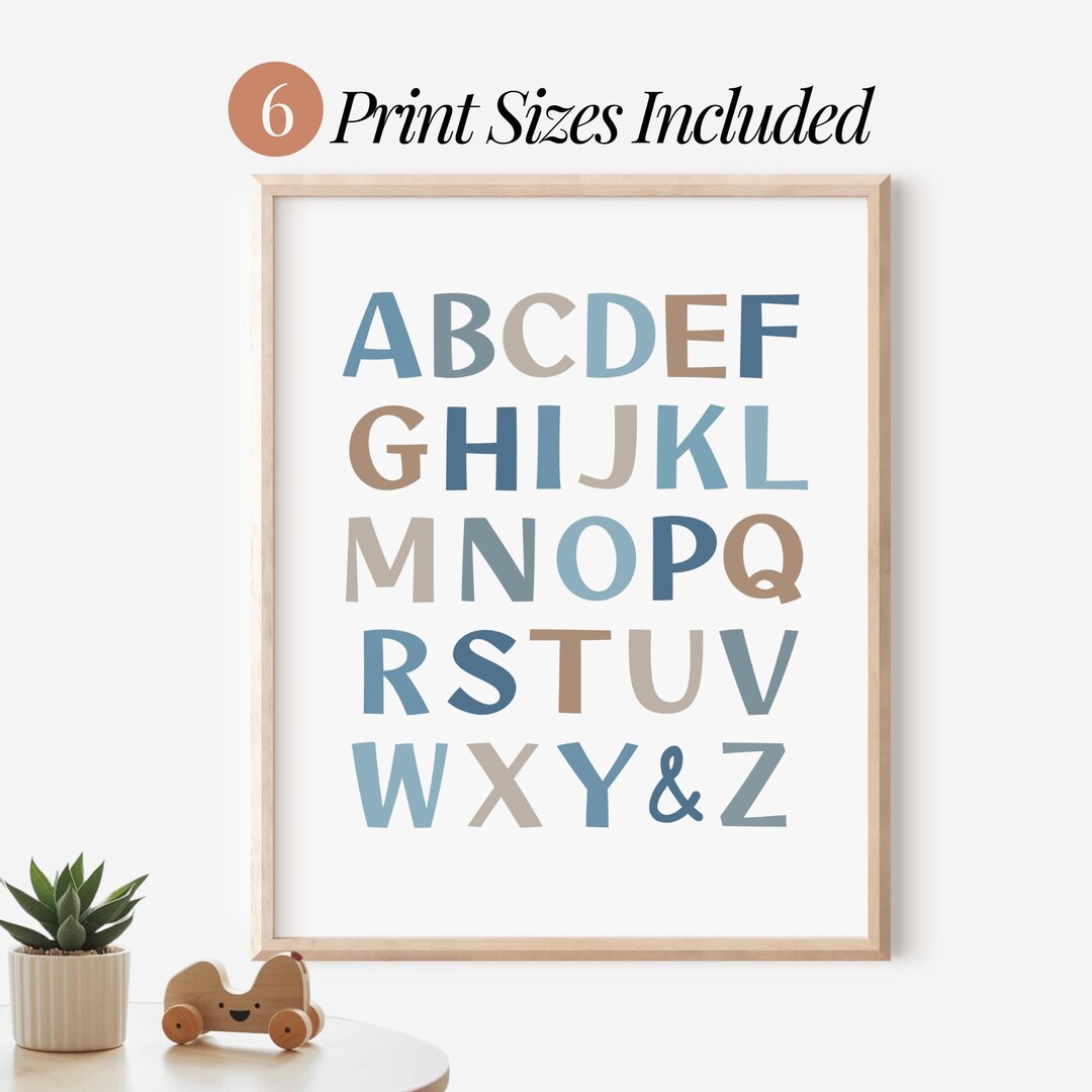 Blue Alphabet Poster Printable Wall Art Educational Classroom Decor ...