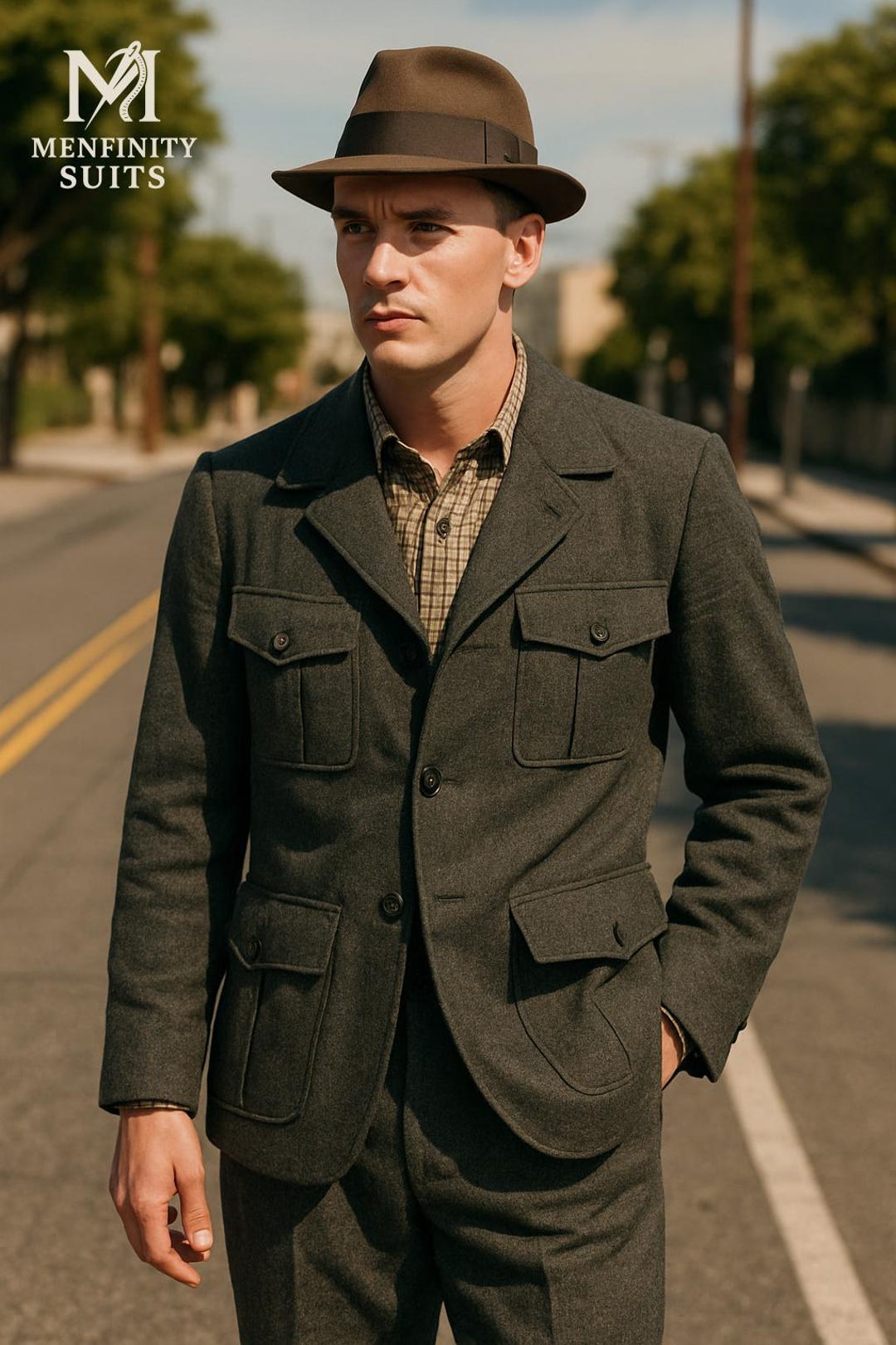 Vintage Wool Safari 1920s Style Suit for Men | Classic 4-pocket Jacket ...