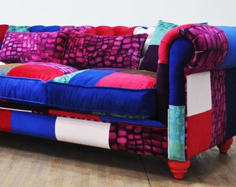 Chesterfield Patchwork Sofa - Grey Sky - Etsy