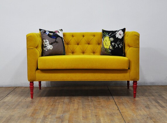 Loveseat yellow love 2 seater sofa | Etsy