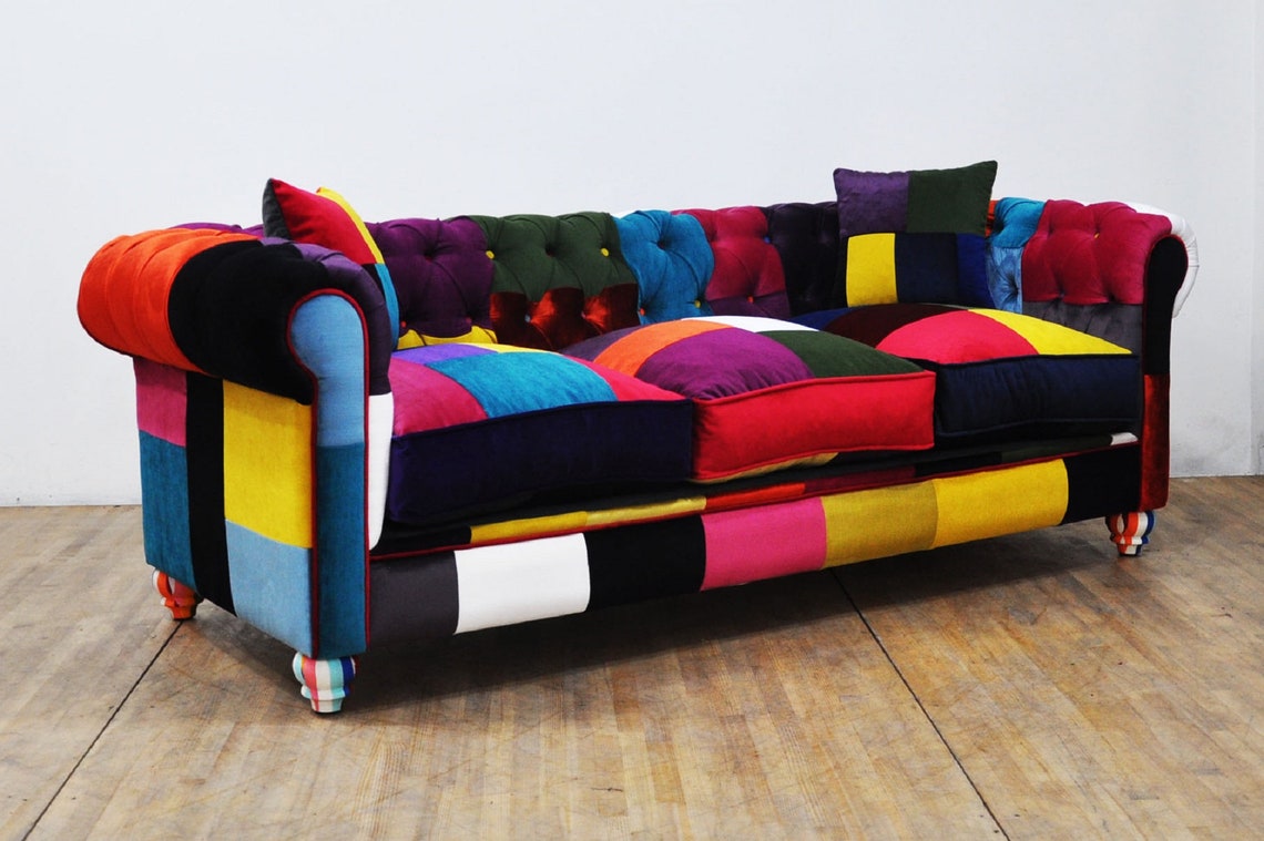Chesterfield Patchwork Sofa Rainbow - Etsy