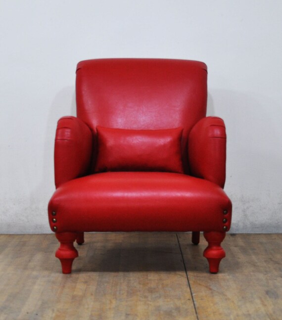 Red Leather Armchair - Etsy