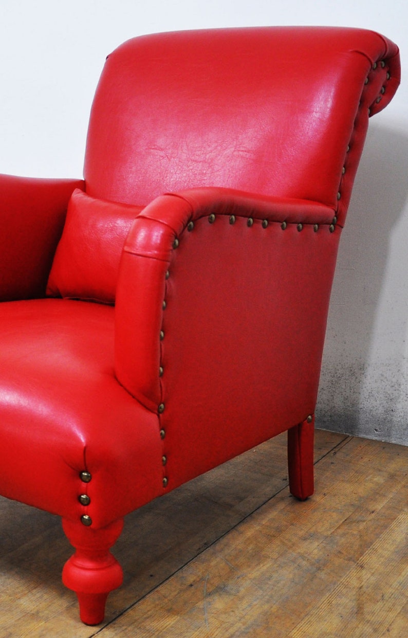 Red Leather Armchair - Etsy