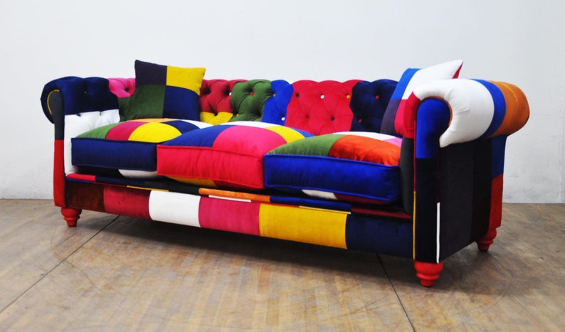 Chesterfield Patchwork Sofa - Rainbow - Etsy