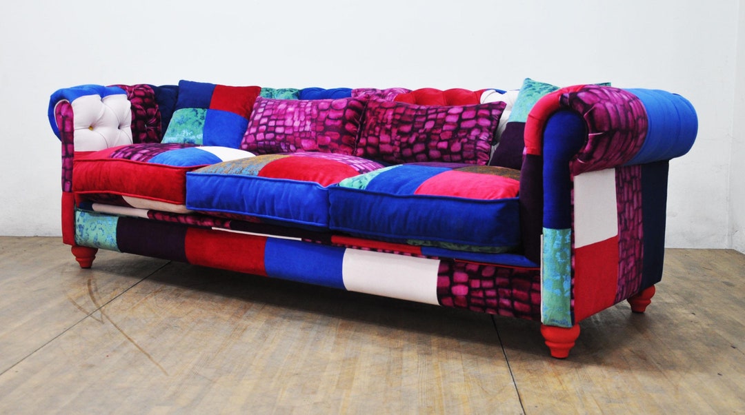 Chesterfield Patchwork Sofa - Purple Jam - Etsy