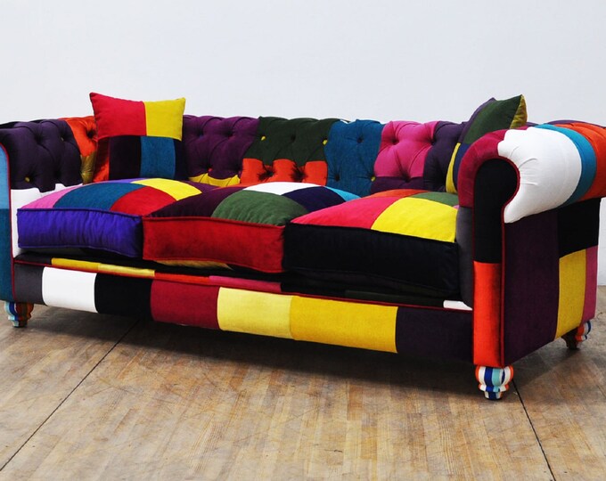 Chesterfield Patchwork Sofa - Rainbow - Etsy