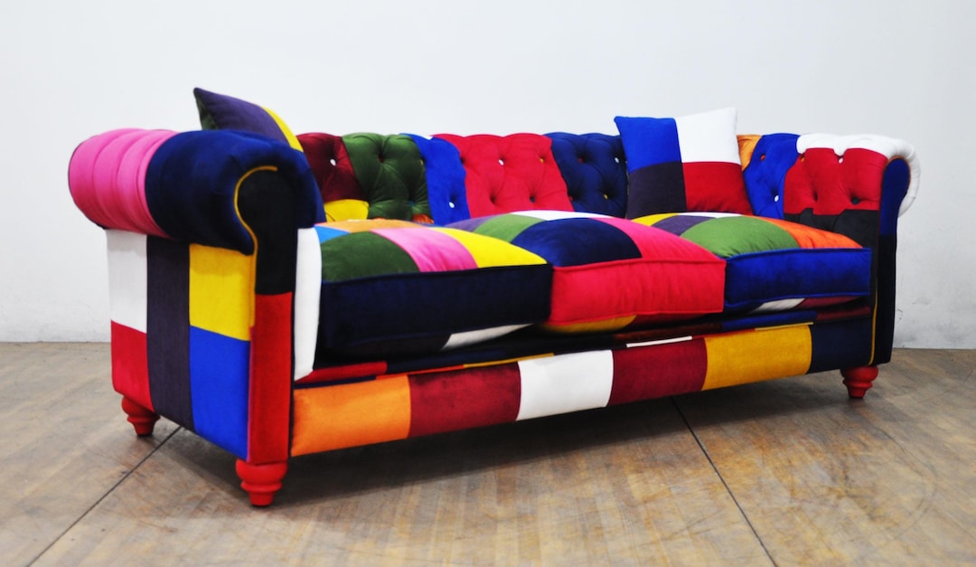 Chesterfield Patchwork Sofa - Rainbow - Etsy