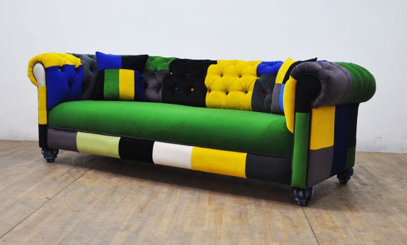 Chesterfield Patchwork Sofa Green Peace - Etsy