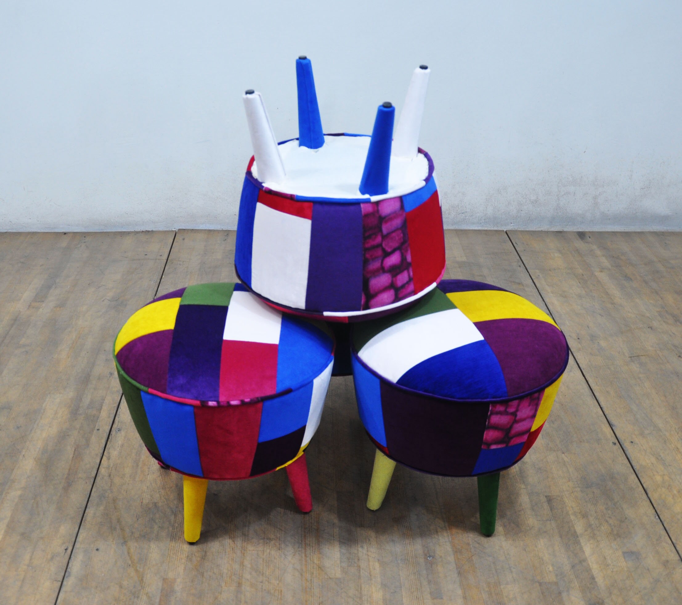 Patchwork Pouf Summer - Etsy