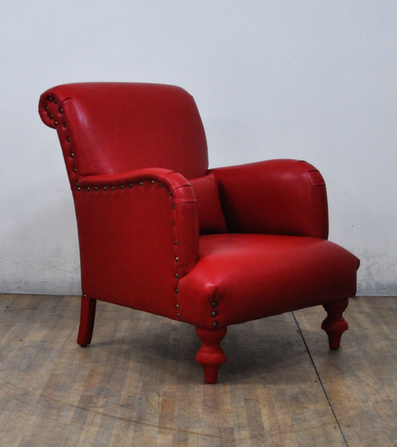 Red Leather Armchair - Etsy