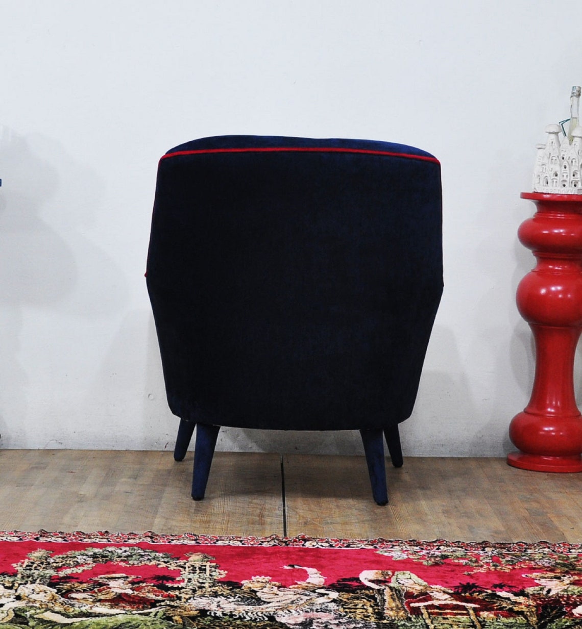 Bay Armchair - Deep Blue Gobelin - Etsy