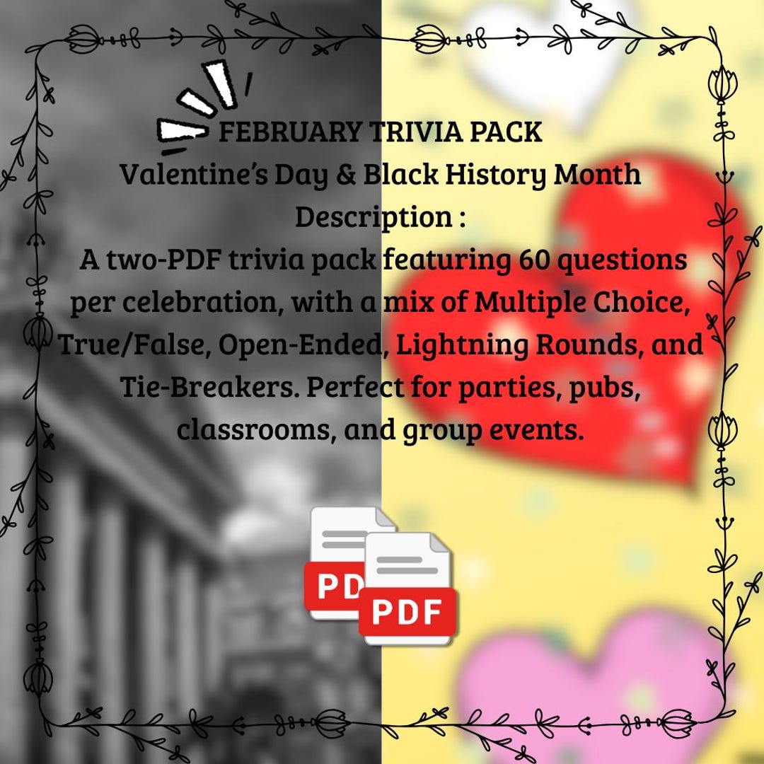 Holiday Trivia Games Bundle – Black History & Valentine’s Day Printable ...